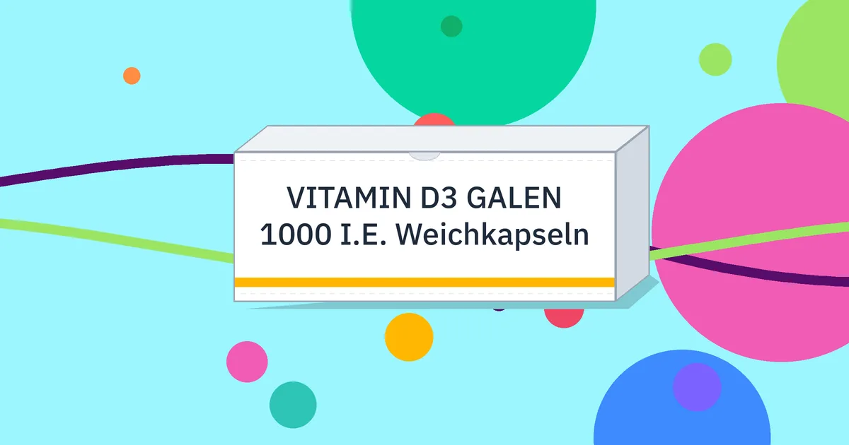 Symbolbild: Packung mit der Aufschrift VITAMIN D3 GALEN 1000 I.E. Weichkapseln (PZN 17622763) – Verfügbarkeit und Bezug in Apotheken in Frankfurt am Main