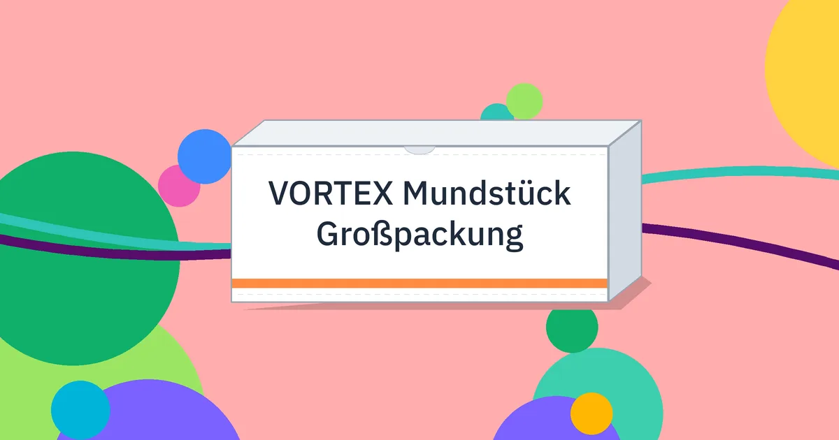 Symbolbild: Packung mit der Aufschrift VORTEX Mundstück Großpackung (PZN 12453385) – Verfügbarkeit und Bezug in Apotheken in Frankfurt am Main