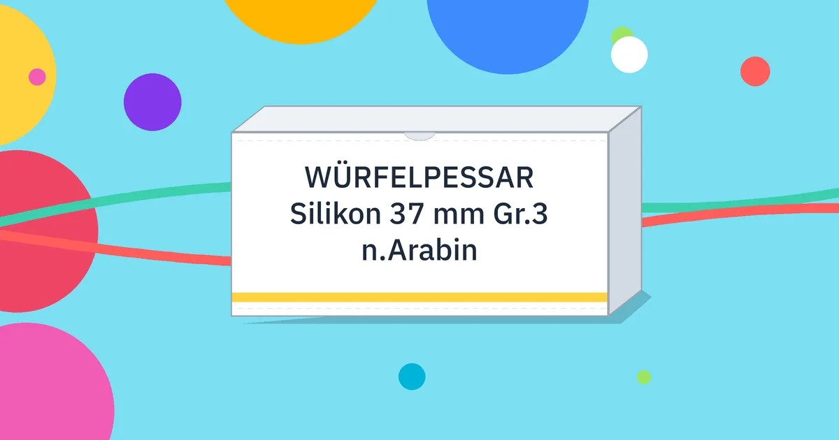 Symbolbild: Packung mit der Aufschrift WÜRFELPESSAR Silikon 37 mm Gr.3 n.Arabin (PZN 03167255) – Verfügbarkeit und Bezug in Apotheken in Frankfurt am Main