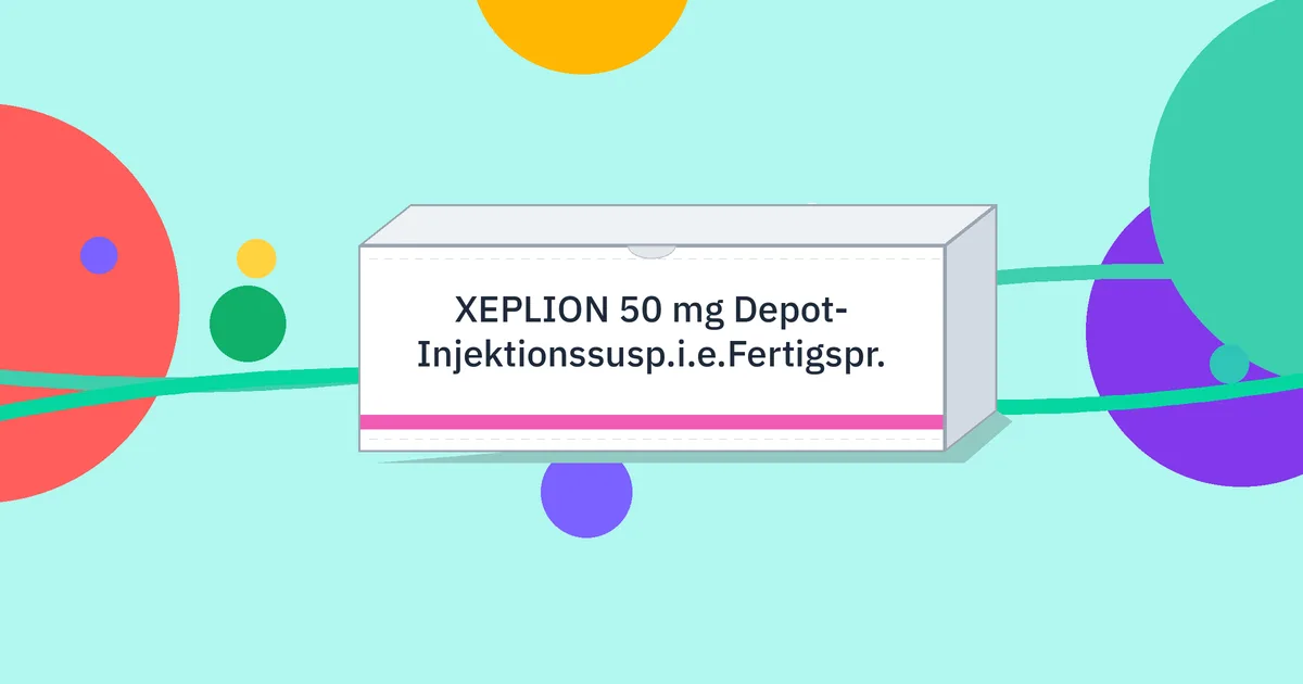 Symbolbild: Packung mit der Aufschrift XEPLION 50 mg Depot-Injektionssusp.i.e.Fertigspr. (PZN 07008401) – Verfügbarkeit und Bezug in Apotheken in Frankfurt am Main