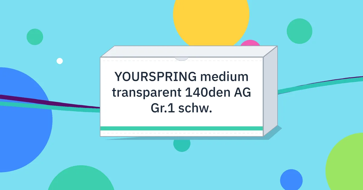 Symbolbild: Packung mit der Aufschrift YOURSPRING medium transparent 140den AG Gr.1 schw. (PZN 18057064) – Verfügbarkeit und Bezug in Apotheken in Frankfurt am Main