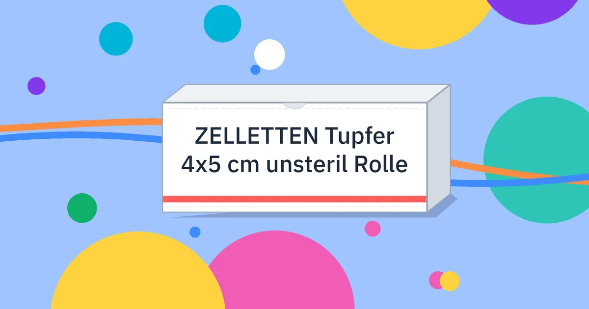 Symbolbild: Packung mit der Aufschrift ZELLETTEN Tupfer 4x5 cm unsteril Rolle (PZN 17514594) – Verfügbarkeit und Bezug in Apotheken in Frankfurt am Main