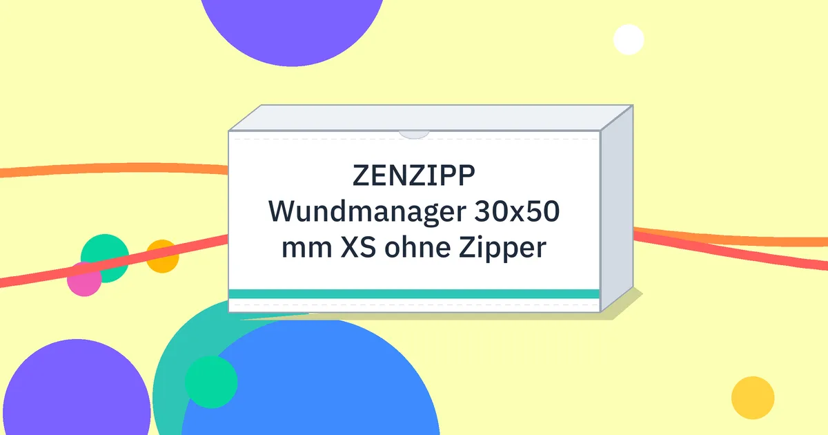 Symbolbild: Packung mit der Aufschrift ZENZIPP Wundmanager 30x50 mm XS ohne Zipper (PZN 13568392) – Verfügbarkeit und Bezug in Apotheken in Frankfurt am Main