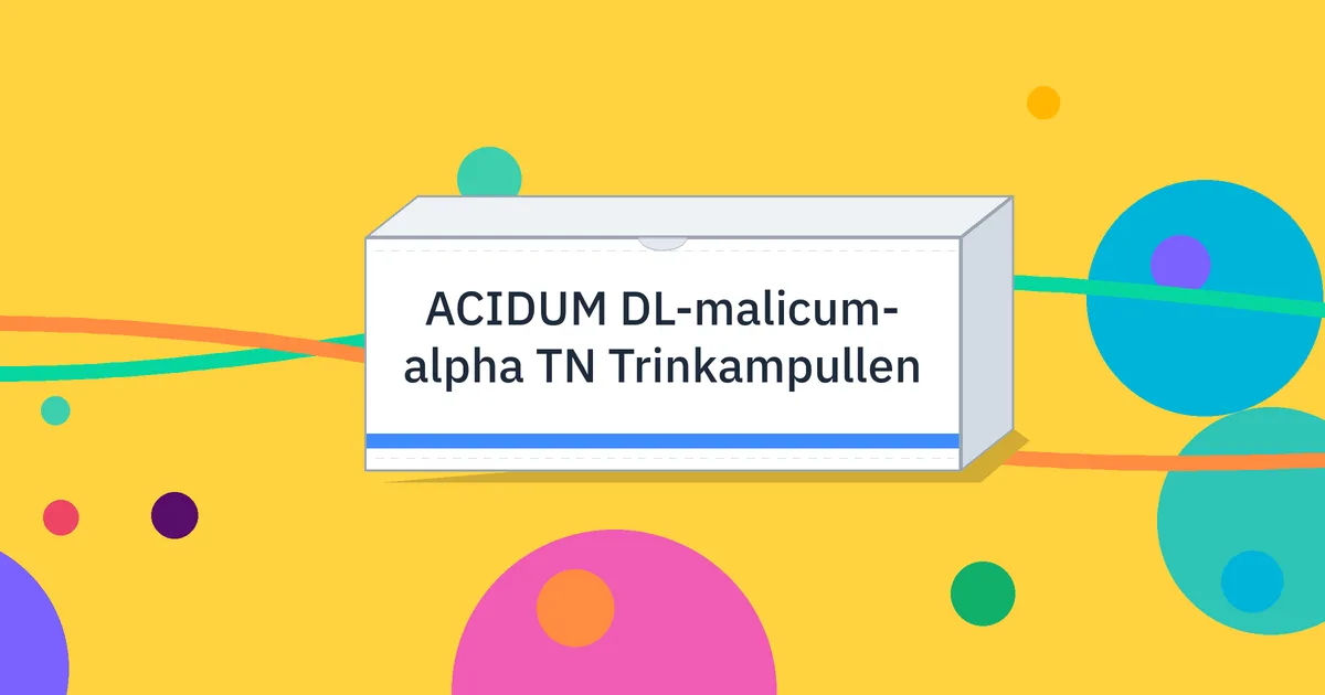 Symbolbild: Packung mit der Aufschrift ACIDUM DL-malicum-alpha TN Trinkampullen (PZN 17541728) – Verfügbarkeit und Bezug in Apotheken in Frankfurt am Main