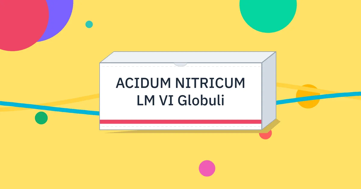 Symbolbild: Packung mit der Aufschrift ACIDUM NITRICUM LM VI Globuli (PZN 02821847) – Verfügbarkeit und Bezug in Apotheken in Frankfurt am Main