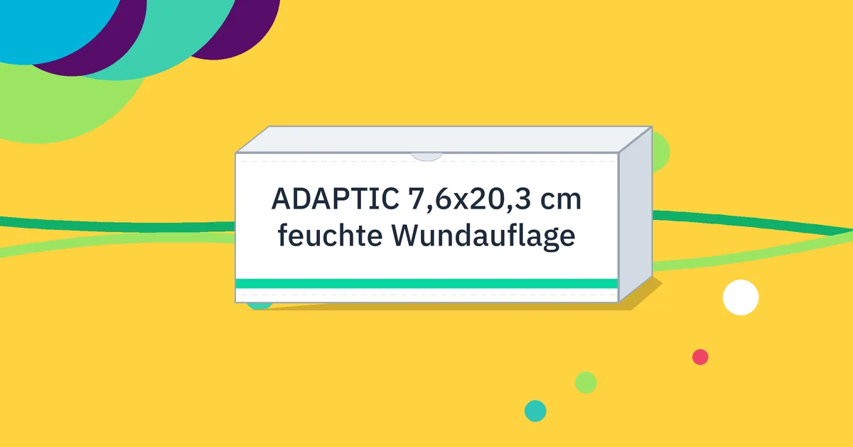 Symbolbild: Packung mit der Aufschrift ADAPTIC 7,6x20,3 cm feuchte Wundauflage (PZN 12519285) – Verfügbarkeit und Bezug in Apotheken in Frankfurt am Main