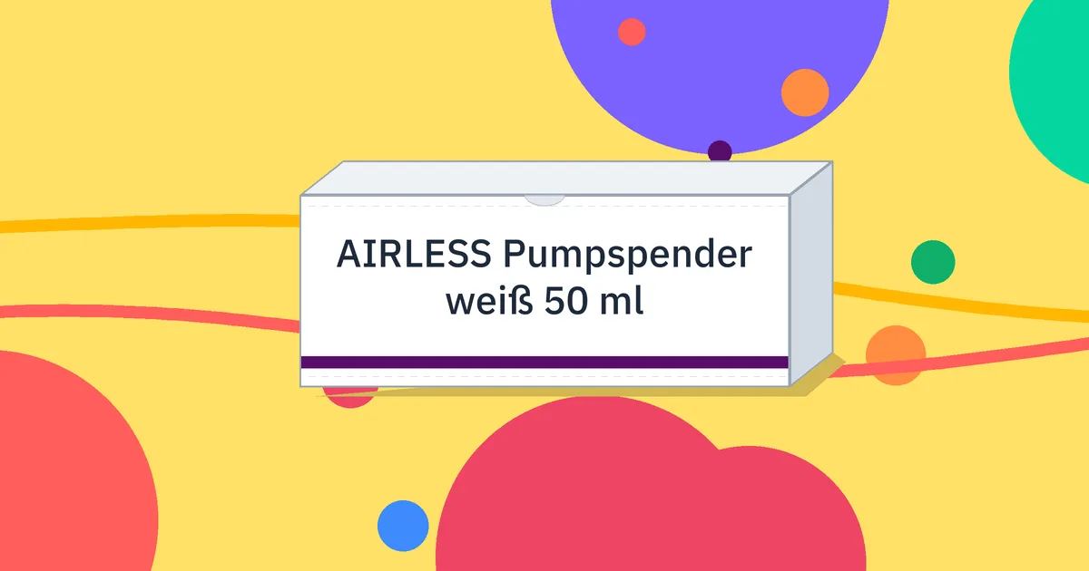 Symbolbild: Packung mit der Aufschrift AIRLESS Pumpspender weiß 50 ml (PZN 08928380) – Verfügbarkeit und Bezug in Apotheken in Frankfurt am Main