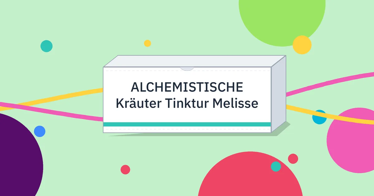 Symbolbild: Packung mit der Aufschrift ALCHEMISTISCHE Kräuter Tinktur Melisse (PZN 17418554) – Verfügbarkeit und Bezug in Apotheken in Frankfurt am Main