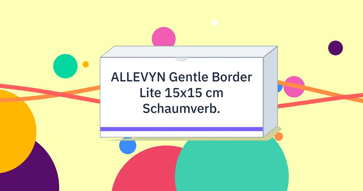 Symbolbild: Packung mit der Aufschrift ALLEVYN Gentle Border Lite 15x15 cm Schaumverb. (PZN 17896762) – Verfügbarkeit und Bezug in Apotheken in Frankfurt am Main