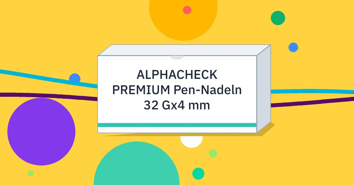Symbolbild: Packung mit der Aufschrift ALPHACHECK PREMIUM Pen-Nadeln 32 Gx4 mm (PZN 14140420) – Verfügbarkeit und Bezug in Apotheken in Frankfurt am Main