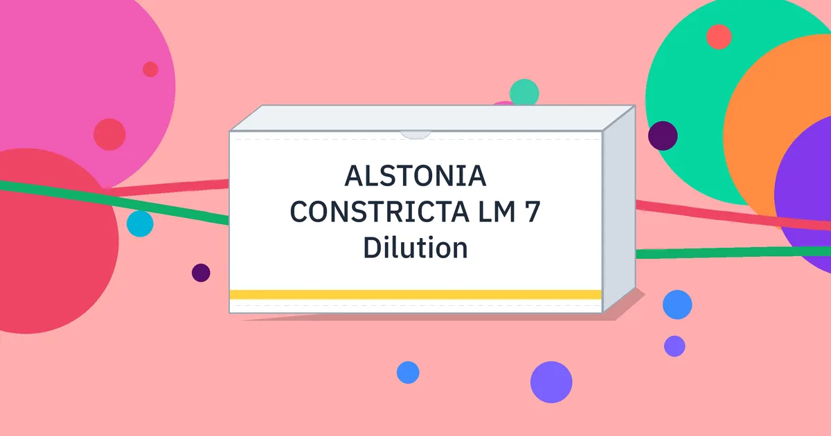 Symbolbild: Packung mit der Aufschrift ALSTONIA CONSTRICTA LM 7 Dilution (PZN 13314266) – Verfügbarkeit und Bezug in Apotheken in Frankfurt am Main