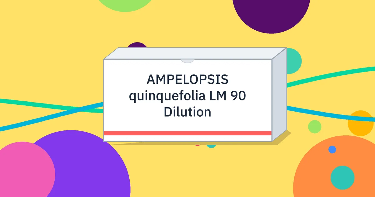 Symbolbild: Packung mit der Aufschrift AMPELOPSIS quinquefolia LM 90 Dilution (PZN 13325376) – Verfügbarkeit und Bezug in Apotheken in Frankfurt am Main