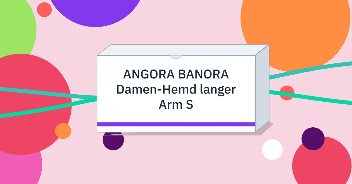 Symbolbild: Packung mit der Aufschrift ANGORA BANORA Damen-Hemd langer Arm S (PZN 06192584) – Verfügbarkeit und Bezug in Apotheken in Frankfurt am Main