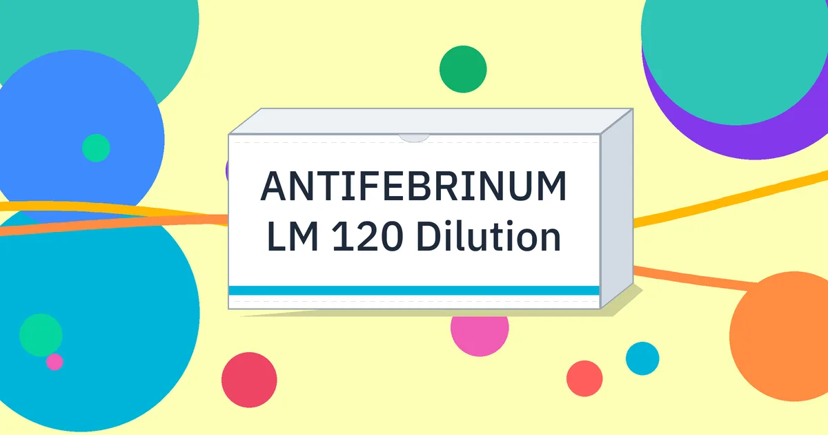 Symbolbild: Packung mit der Aufschrift ANTIFEBRINUM LM 120 Dilution (PZN 13372022) – Verfügbarkeit und Bezug in Apotheken in Frankfurt am Main
