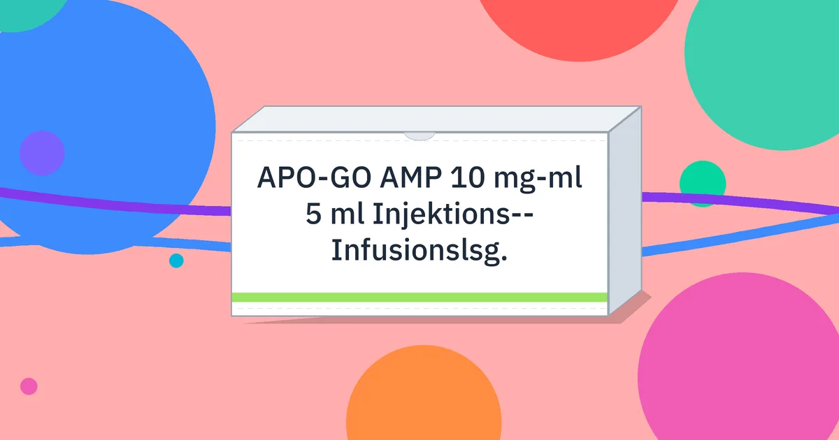 Symbolbild: Packung mit der Aufschrift APO-GO AMP 10 mg-ml 5 ml Injektions--Infusionslsg. (PZN 11710638) – Verfügbarkeit und Bezug in Apotheken in Frankfurt am Main