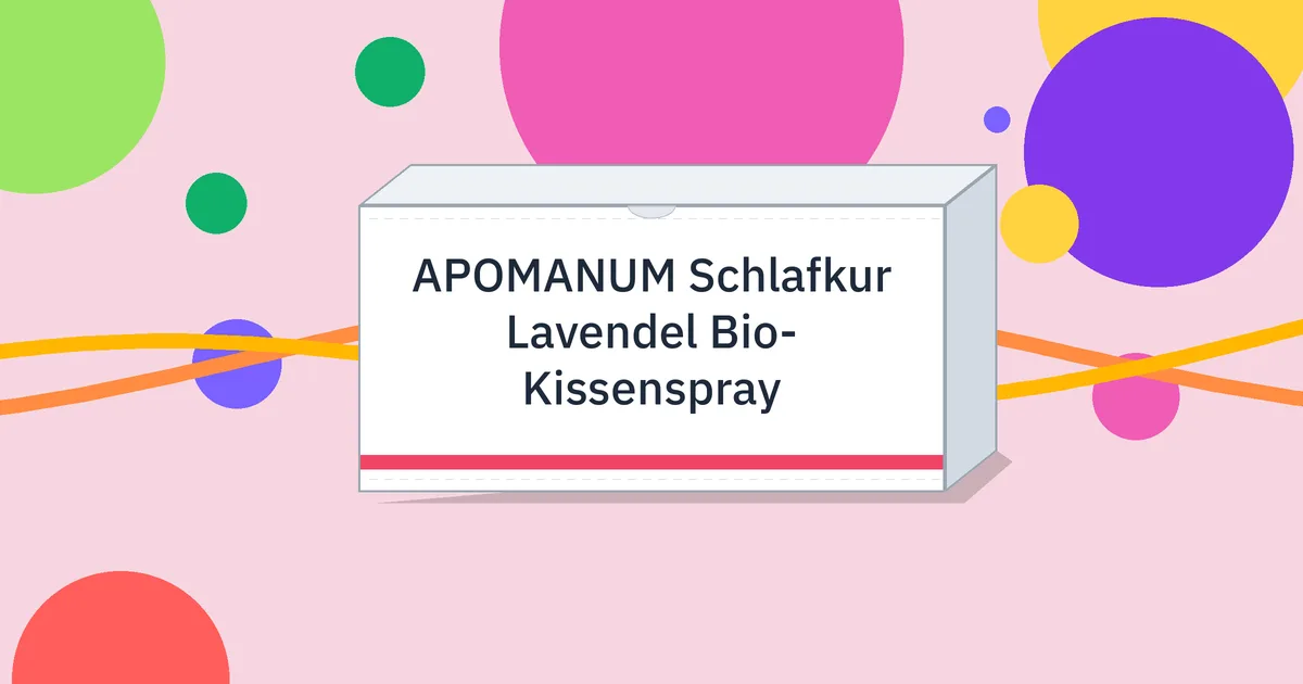 Symbolbild: Packung mit der Aufschrift APOMANUM Schlafkur Lavendel Bio-Kissenspray (PZN 15586253) – Verfügbarkeit und Bezug in Apotheken in Frankfurt am Main