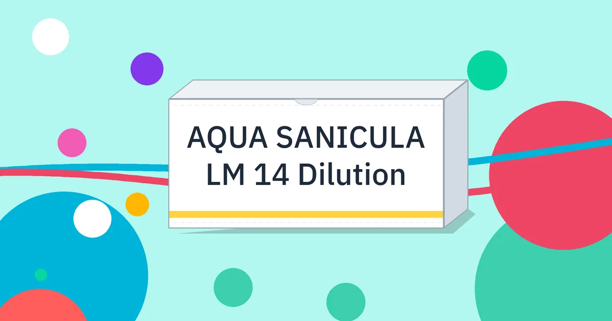 Symbolbild: Packung mit der Aufschrift AQUA SANICULA LM 14 Dilution (PZN 13381972) – Verfügbarkeit und Bezug in Apotheken in Frankfurt am Main