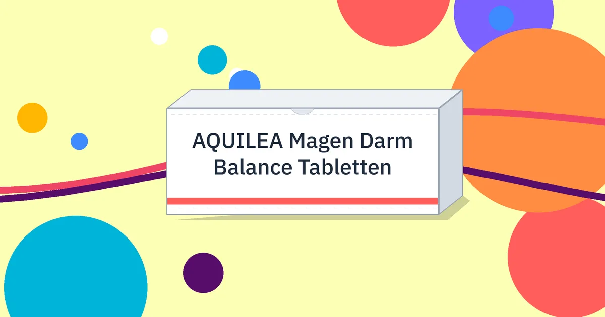 Symbolbild: Packung mit der Aufschrift AQUILEA Magen Darm Balance Tabletten (PZN 18167189) – Verfügbarkeit und Bezug in Apotheken in Frankfurt am Main
