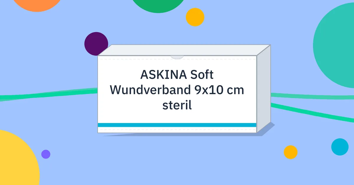 Symbolbild: Packung mit der Aufschrift ASKINA Soft Wundverband 9x10 cm steril (PZN 20286085) – Verfügbarkeit und Bezug in Apotheken in Frankfurt am Main