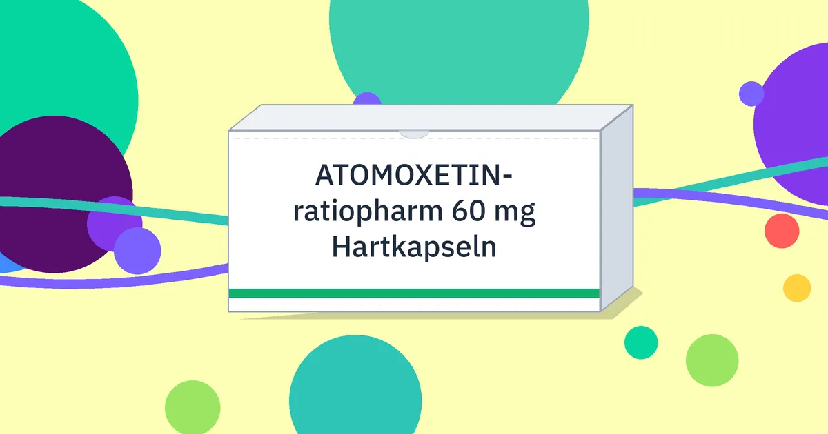 Symbolbild: Packung mit der Aufschrift ATOMOXETIN-ratiopharm 60 mg Hartkapseln (PZN 14175016) – Verfügbarkeit und Bezug in Apotheken in Frankfurt am Main