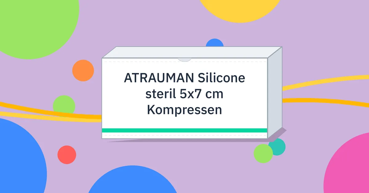 Symbolbild: Packung mit der Aufschrift ATRAUMAN Silicone steril 5x7 cm Kompressen (PZN 18043429) – Verfügbarkeit und Bezug in Apotheken in Frankfurt am Main