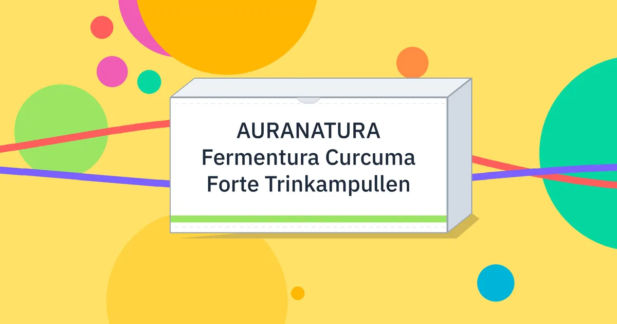 Symbolbild: Packung mit der Aufschrift AURANATURA Fermentura Curcuma Forte Trinkampullen (PZN 19181369) – Verfügbarkeit und Bezug in Apotheken in Frankfurt am Main