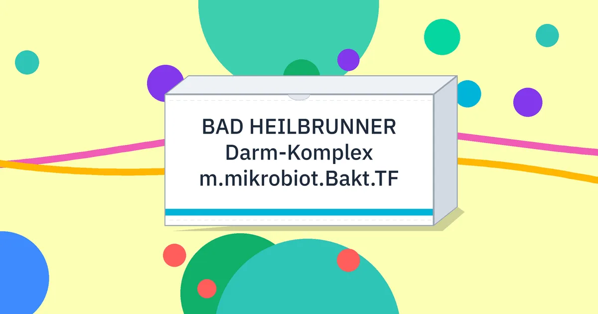 Symbolbild: Packung mit der Aufschrift BAD HEILBRUNNER Darm-Komplex m.mikrobiot.Bakt.TF (PZN 19269012) – Verfügbarkeit und Bezug in Apotheken in Frankfurt am Main