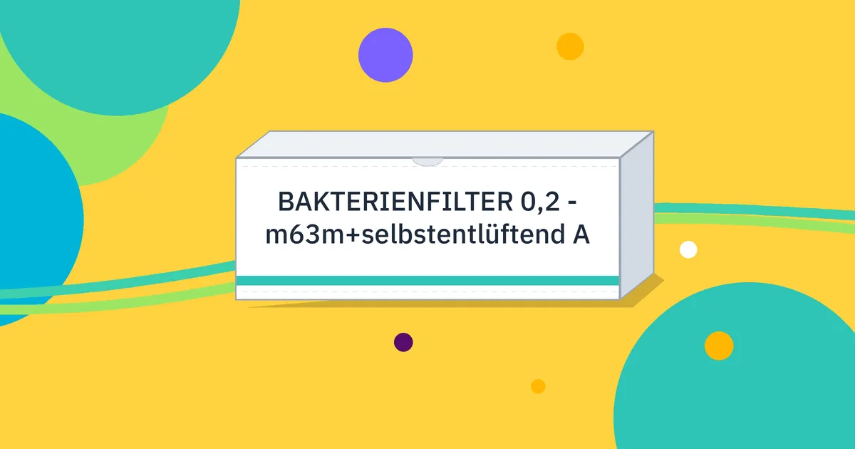 Symbolbild: Packung mit der Aufschrift BAKTERIENFILTER 0,2 -m63m+selbstentlüftend A (PZN 14384978) – Verfügbarkeit und Bezug in Apotheken in Frankfurt am Main