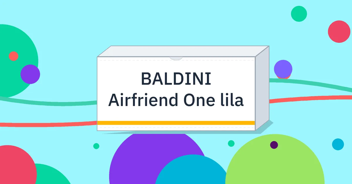 Symbolbild: Packung mit der Aufschrift BALDINI Airfriend One lila (PZN 19270908) – Verfügbarkeit und Bezug in Apotheken in Frankfurt am Main