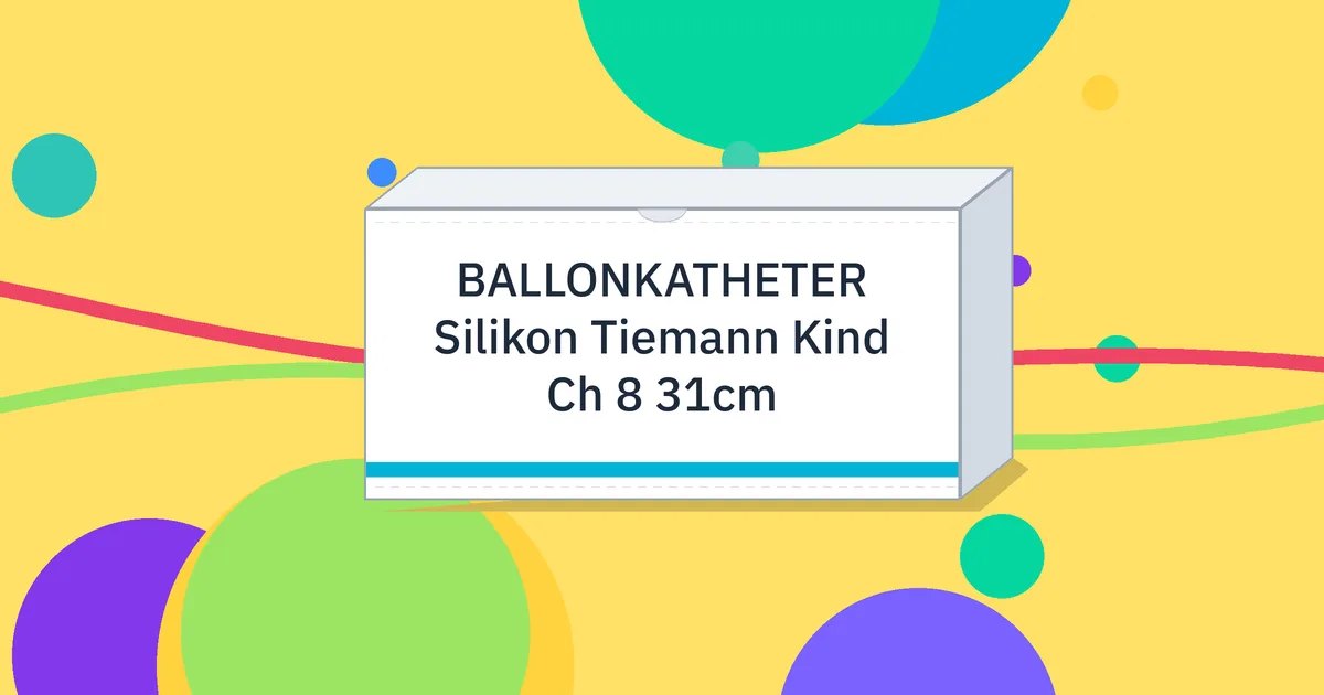 Symbolbild: Packung mit der Aufschrift BALLONKATHETER Silikon Tiemann Kind Ch 8 31cm (PZN 10084794) – Verfügbarkeit und Bezug in Apotheken in Frankfurt am Main