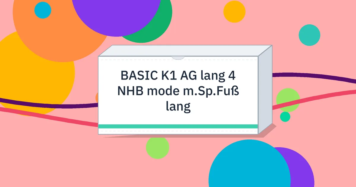 Symbolbild: Packung mit der Aufschrift BASIC K1 AG lang 4 NHB mode m.Sp.Fuß lang (PZN 20261056) – Verfügbarkeit und Bezug in Apotheken in Frankfurt am Main