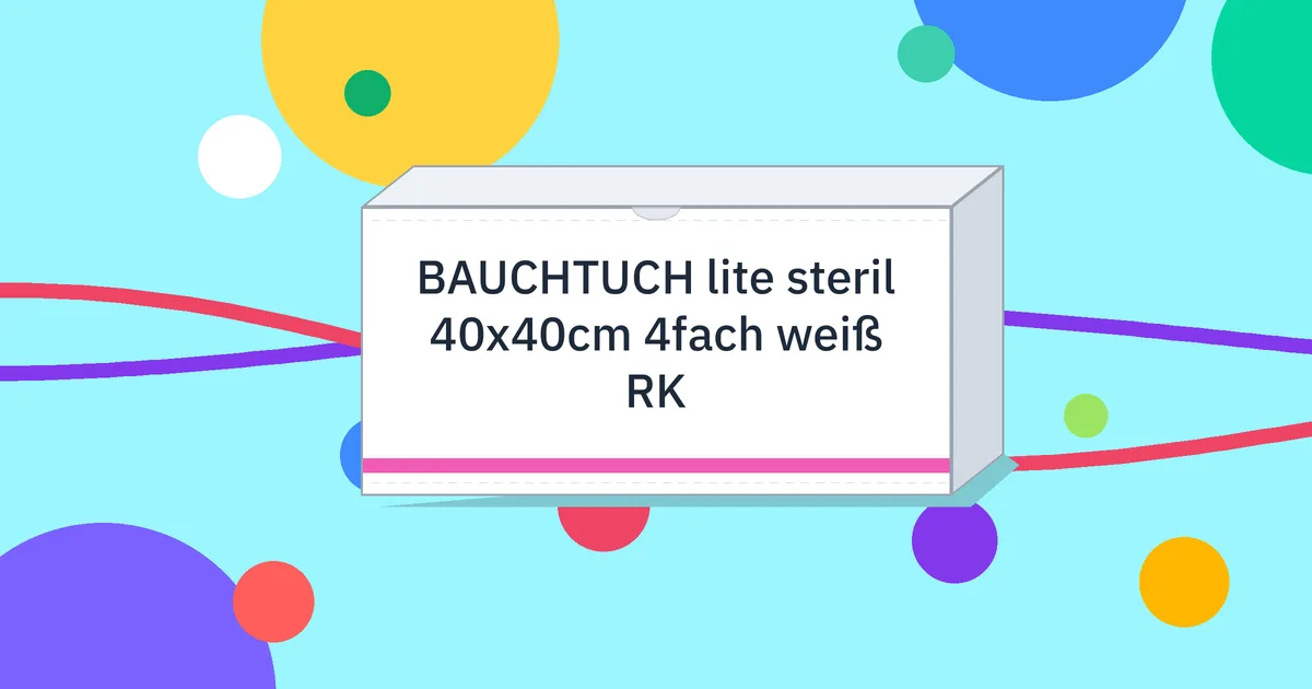 Symbolbild: Packung mit der Aufschrift BAUCHTUCH lite steril 40x40cm 4fach weiß RK (PZN 09214122) – Verfügbarkeit und Bezug in Apotheken in Frankfurt am Main