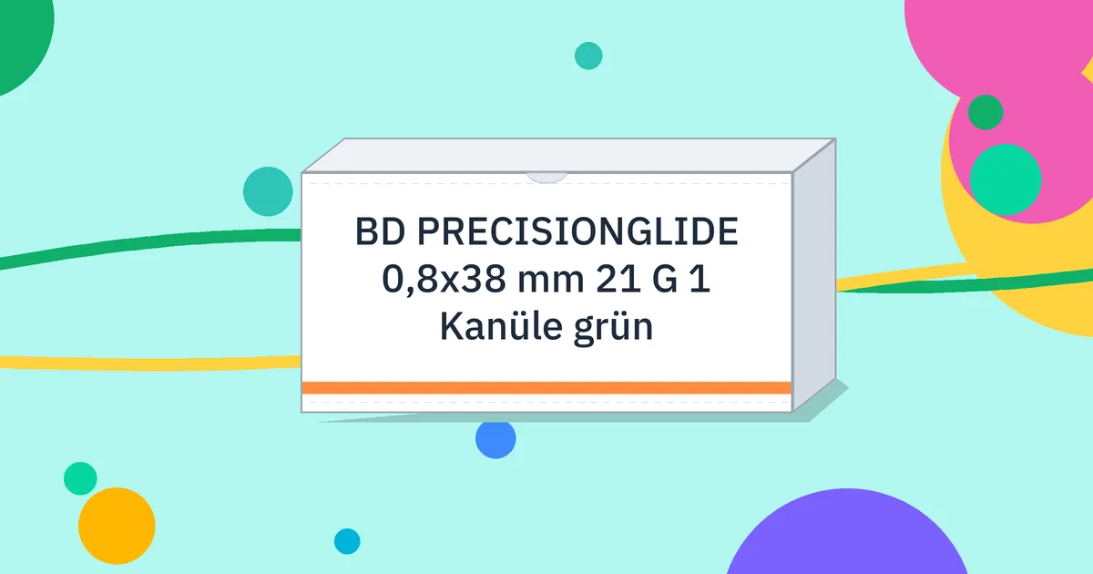 Symbolbild: Packung mit der Aufschrift BD PRECISIONGLIDE 0,8x38 mm 21 G 1 Kanüle grün (PZN 09769038) – Verfügbarkeit und Bezug in Apotheken in Frankfurt am Main