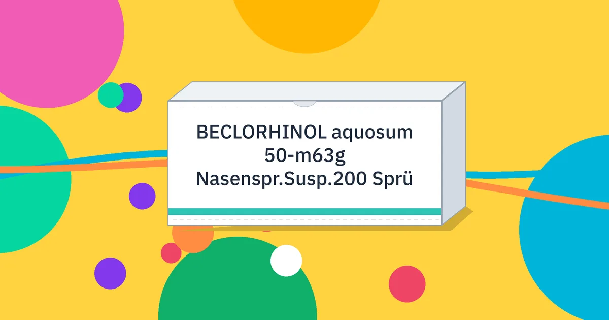 Symbolbild: Packung mit der Aufschrift BECLORHINOL aquosum 50-m63g Nasenspr.Susp.200 Sprü (PZN 08441844) – Verfügbarkeit und Bezug in Apotheken in Frankfurt am Main