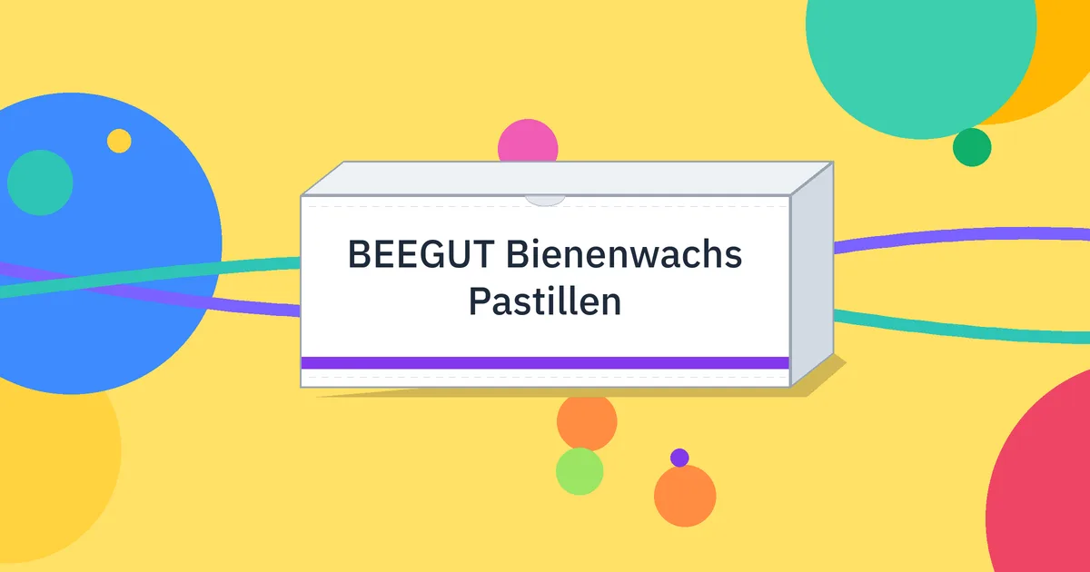 Symbolbild: Packung mit der Aufschrift BEEGUT Bienenwachs Pastillen (PZN 17756541) – Verfügbarkeit und Bezug in Apotheken in Frankfurt am Main