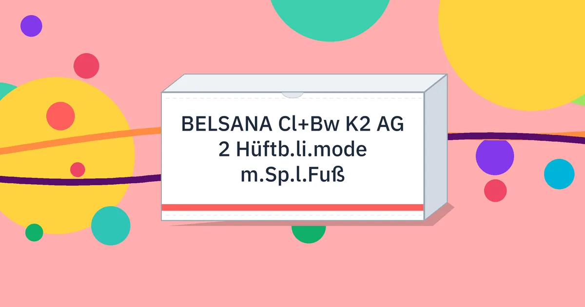 Symbolbild: Packung mit der Aufschrift BELSANA Cl+Bw K2 AG 2 Hüftb.li.mode m.Sp.l.Fuß (PZN 12254272) – Verfügbarkeit und Bezug in Apotheken in Frankfurt am Main