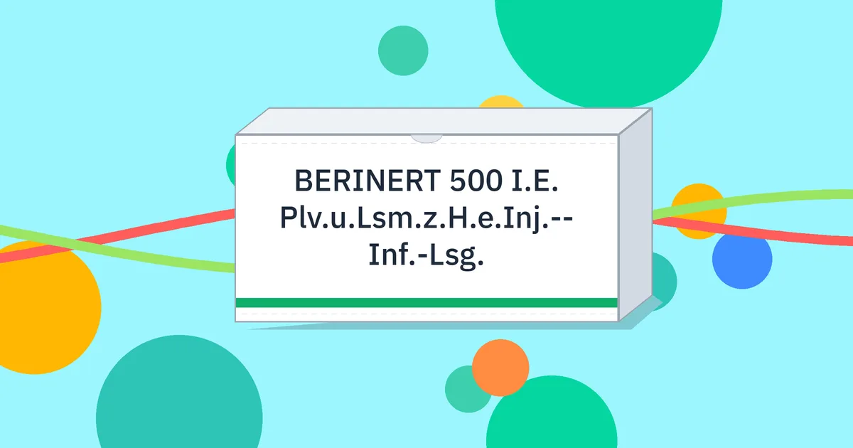 Symbolbild: Packung mit der Aufschrift BERINERT 500 I.E. Plv.u.Lsm.z.H.e.Inj.--Inf.-Lsg. (PZN 19643114) – Verfügbarkeit und Bezug in Apotheken in Frankfurt am Main