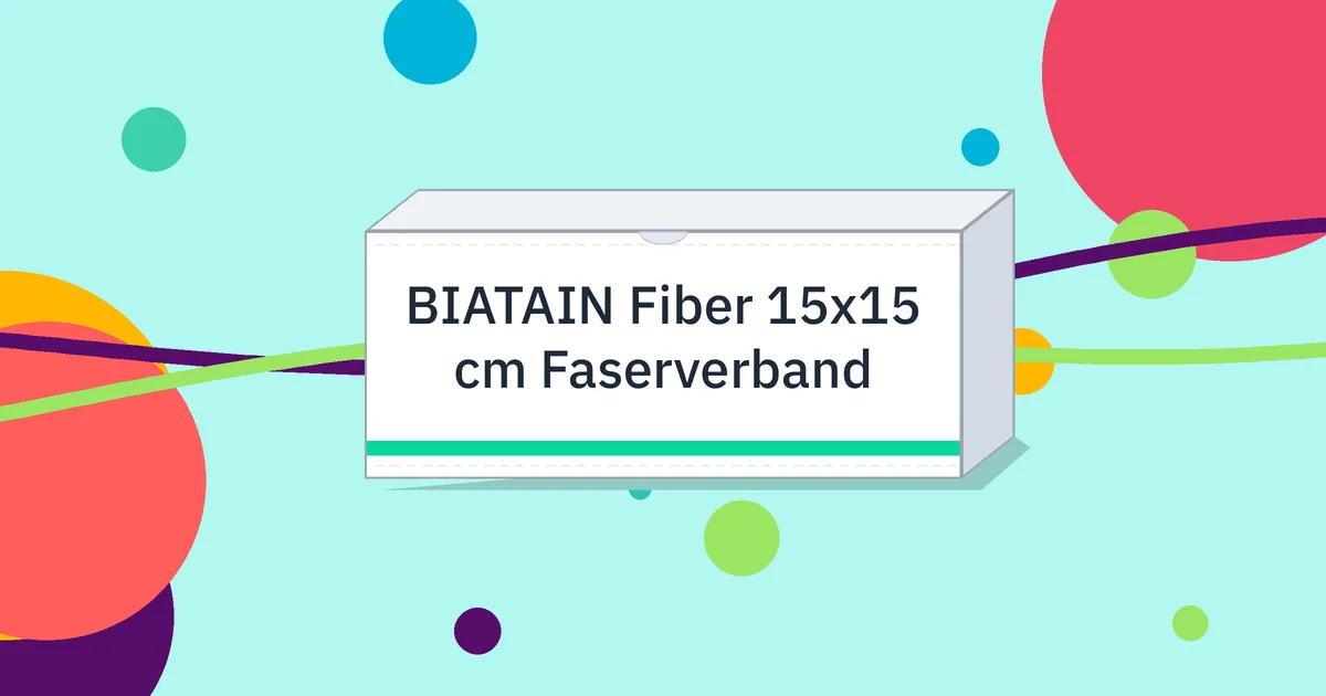 Symbolbild: Packung mit der Aufschrift BIATAIN Fiber 15x15 cm Faserverband (PZN 19741526) – Verfügbarkeit und Bezug in Apotheken in Frankfurt am Main