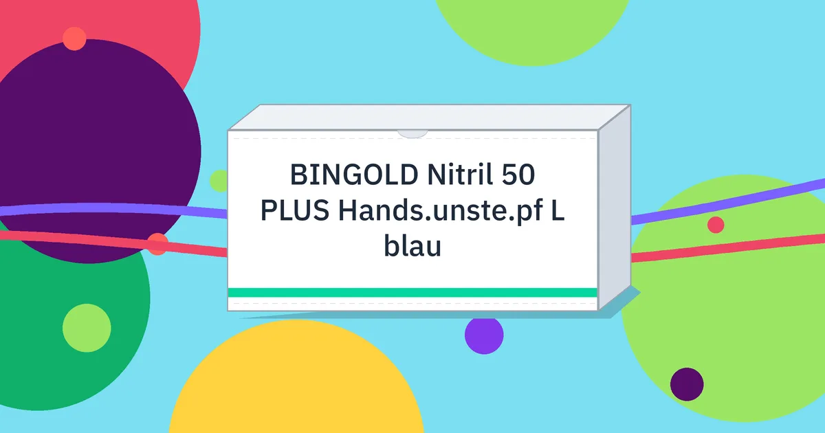 Symbolbild: Packung mit der Aufschrift BINGOLD Nitril 50 PLUS Hands.unste.pf L blau (PZN 12569171) – Verfügbarkeit und Bezug in Apotheken in Frankfurt am Main