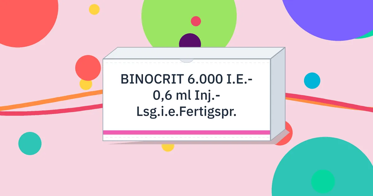 Symbolbild: Packung mit der Aufschrift BINOCRIT 6.000 I.E.-0,6 ml Inj.-Lsg.i.e.Fertigspr. (PZN 17294684) – Verfügbarkeit und Bezug in Apotheken in Frankfurt am Main