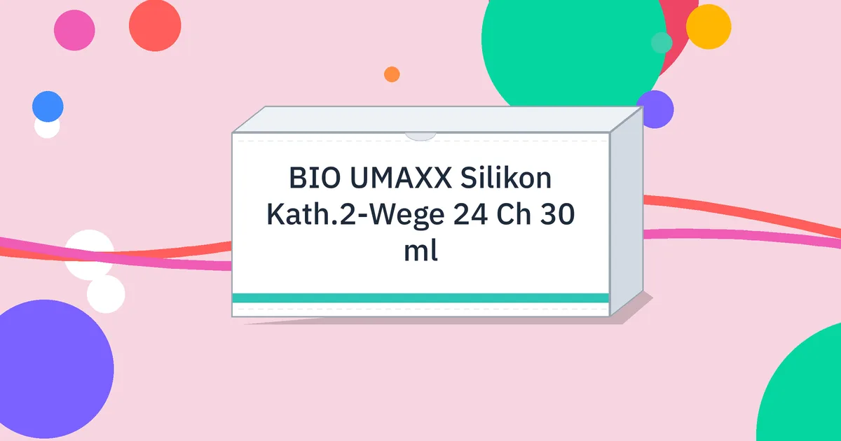 Symbolbild: Packung mit der Aufschrift BIO UMAXX Silikon Kath.2-Wege 24 Ch 30 ml (PZN 05101757) – Verfügbarkeit und Bezug in Apotheken in Frankfurt am Main