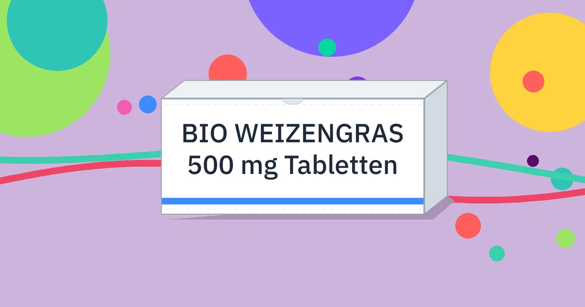 Symbolbild: Packung mit der Aufschrift BIO WEIZENGRAS 500 mg Tabletten (PZN 09463204) – Verfügbarkeit und Bezug in Apotheken in Frankfurt am Main
