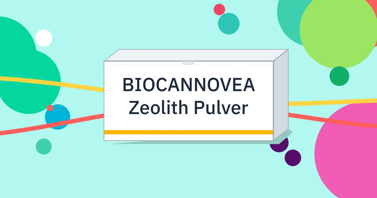 Symbolbild: Packung mit der Aufschrift BIOCANNOVEA Zeolith Pulver (PZN 17852150) – Verfügbarkeit und Bezug in Apotheken in Frankfurt am Main