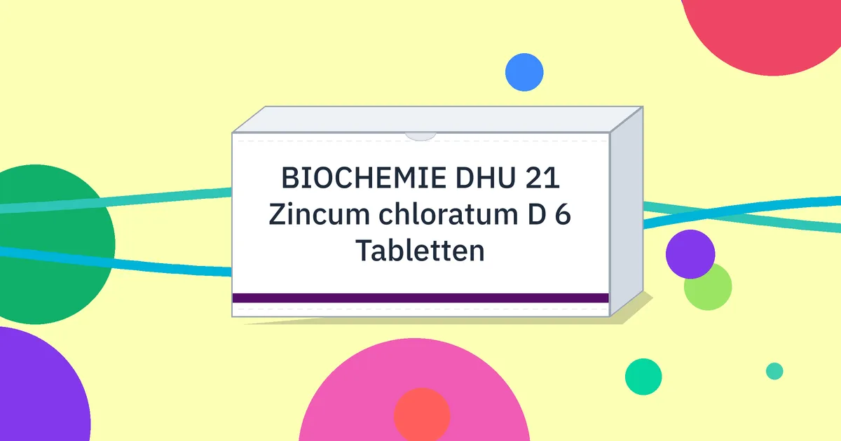 Symbolbild: Packung mit der Aufschrift BIOCHEMIE DHU 21 Zincum chloratum D 6 Tabletten (PZN 01196270) – Verfügbarkeit und Bezug in Apotheken in Frankfurt am Main