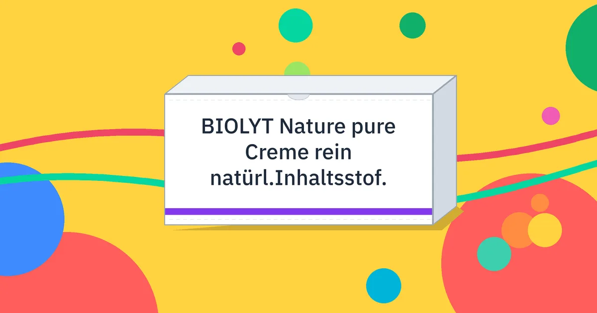 Symbolbild: Packung mit der Aufschrift BIOLYT Nature pure Creme rein natürl.Inhaltsstof. (PZN 01263724) – Verfügbarkeit und Bezug in Apotheken in Frankfurt am Main