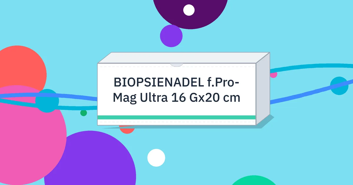 Symbolbild: Packung mit der Aufschrift BIOPSIENADEL f.Pro-Mag Ultra 16 Gx20 cm (PZN 07566727) – Verfügbarkeit und Bezug in Apotheken in Frankfurt am Main