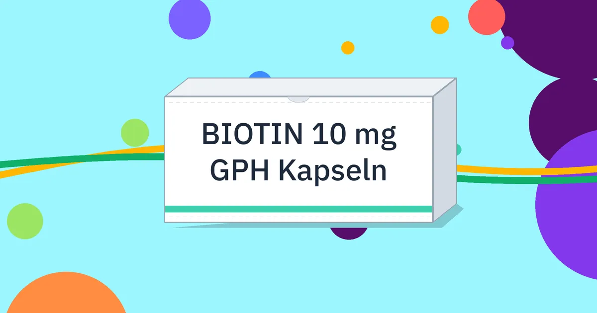 Symbolbild: Packung mit der Aufschrift BIOTIN 10 mg GPH Kapseln (PZN 13250951) – Verfügbarkeit und Bezug in Apotheken in Frankfurt am Main