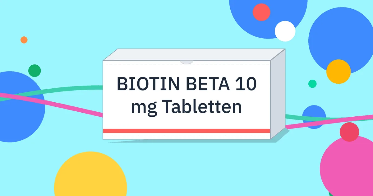 Symbolbild: Packung mit der Aufschrift BIOTIN BETA 10 mg Tabletten (PZN 17386972) – Verfügbarkeit und Bezug in Apotheken in Frankfurt am Main