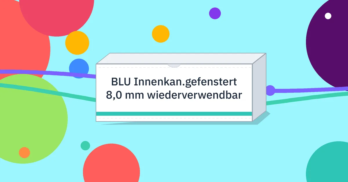 Symbolbild: Packung mit der Aufschrift BLU Innenkan.gefenstert 8,0 mm wiederverwendbar (PZN 02151909) – Verfügbarkeit und Bezug in Apotheken in Frankfurt am Main