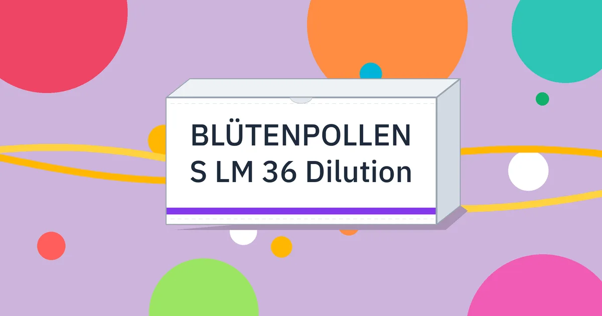 Symbolbild: Packung mit der Aufschrift BLÜTENPOLLEN S LM 36 Dilution (PZN 12795418) – Verfügbarkeit und Bezug in Apotheken in Frankfurt am Main